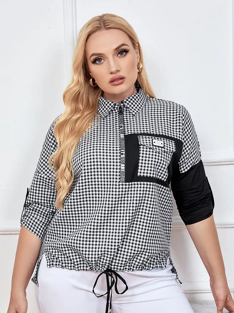 Womens plus size woven lapel shirt belongs to the category of womens ...