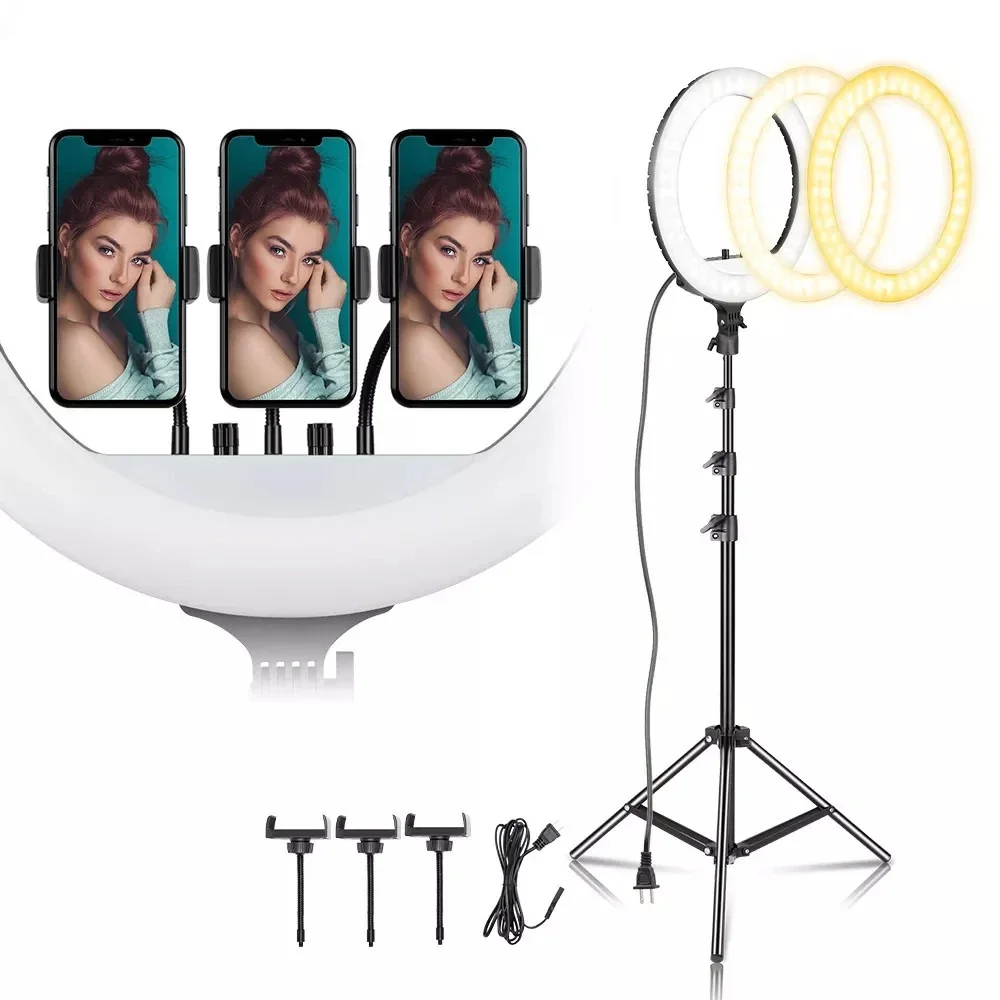 SH 18 Zoll dünnes Ringlicht LED Selfie Videolampe mit Stativ ...