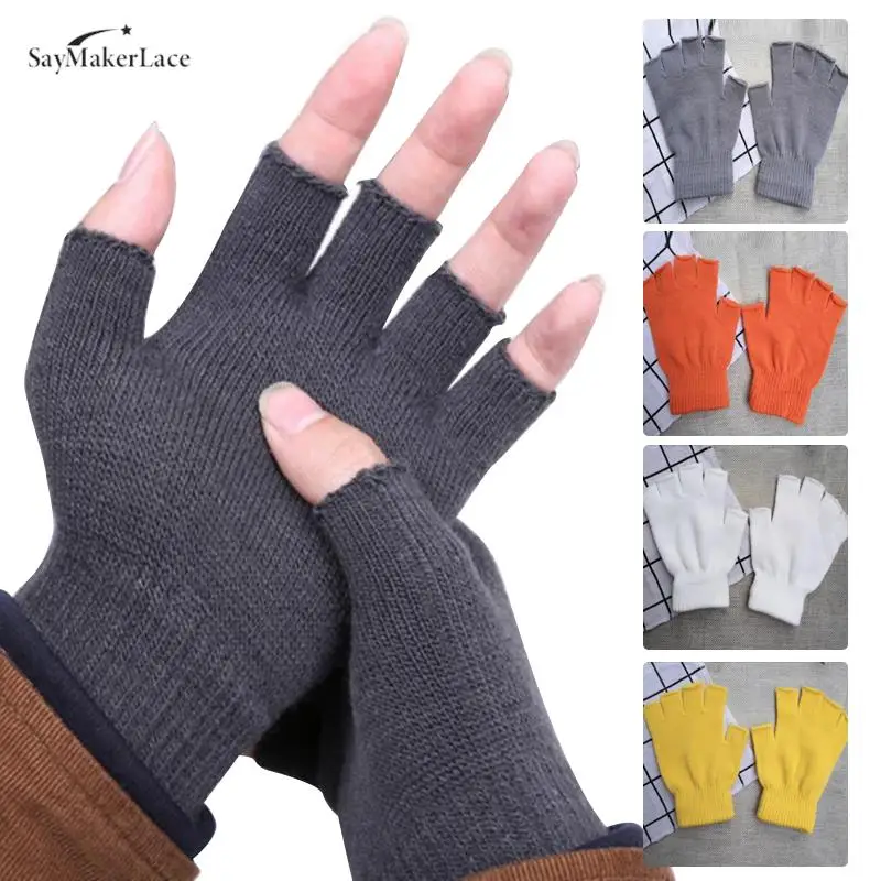 1Pair-Women-Men-Winter-High-quality-Gloves-Touch-Screen-Fingerless-Half ...