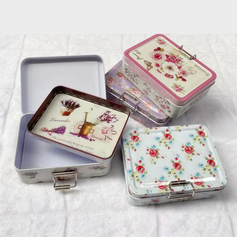 1-Pc-Vintage-Flower-Print-Double-Layer-Metal-Storage-Box-Card-Photo ...
