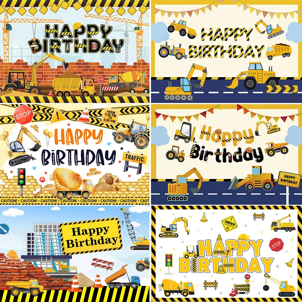 Construction Team Excavator Car Theme Black and Yellow Strips Big Dump ...