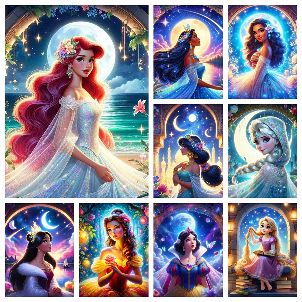 Disney-Ariel-Painting-By-Numbers-Mermaid-Snow-White-Princess-Canvas ...