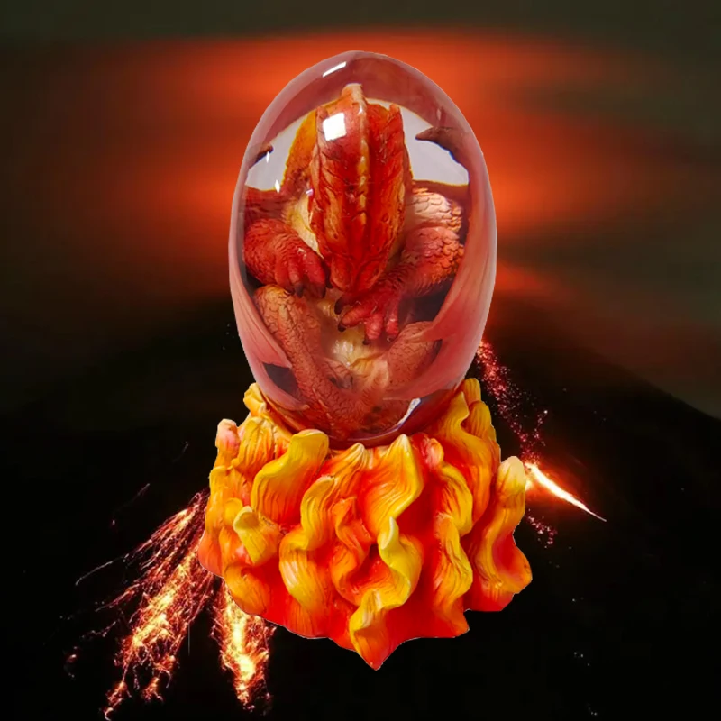 Resin-Lava-Dragon-Egg-With-Base-Handmade-Sculpture-Ornaments-Crystal ...
