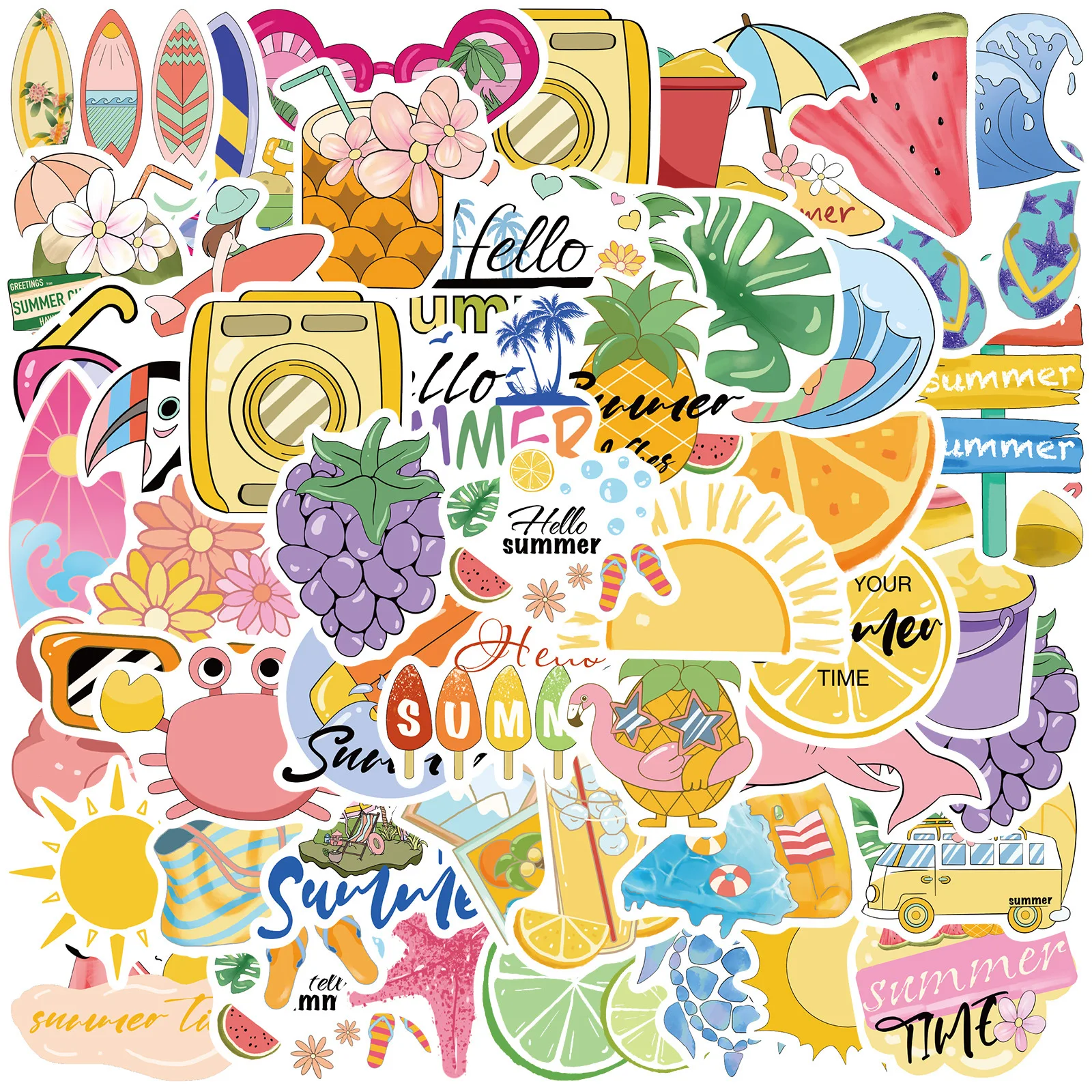 50pcs Summer Chill Vibes VSCO Cartoon Graffiti Stickers DIY Phone ...