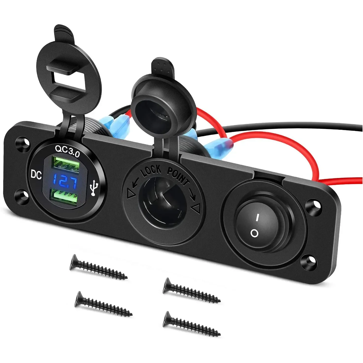 12V-Cigarette-Lighter-Socket-3-in-1-Waterproof-Car-Dual-QC3-0-USB ...