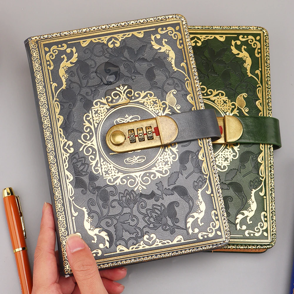 New-A5-Retro-Password-Notebook-With-Lock-Diary-Book-Student-Notebook ...