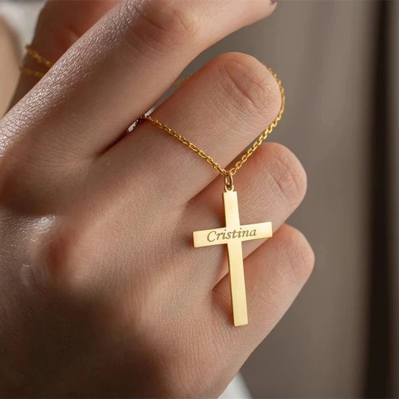 Custom-Jesus-Cross-Name-Pendant-Necklace-Women-Men-Personalized ...