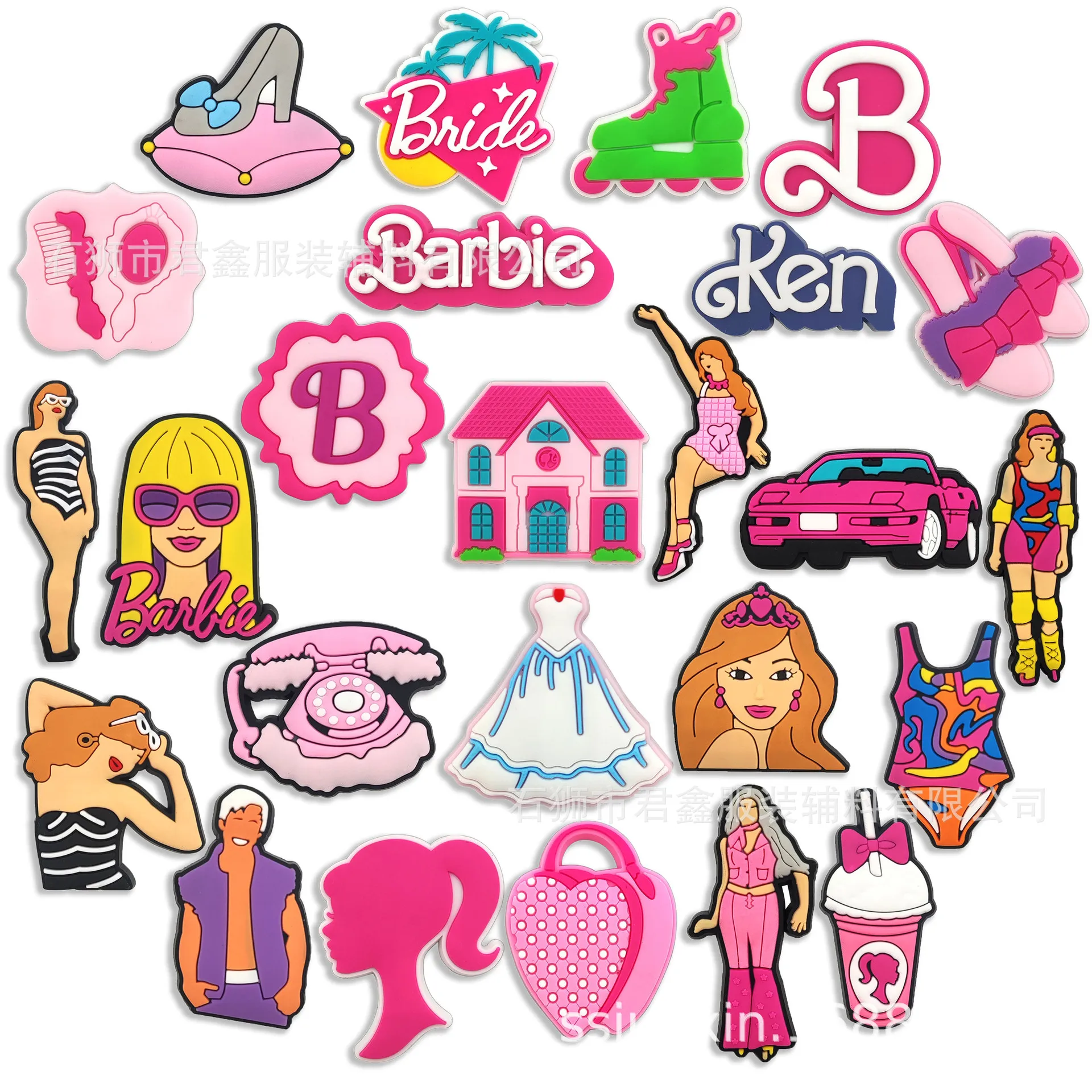 10Pcs-Pink-Barbie-Princess-Castle-Hole-Shoes-Flower-Shoe-Buckle-Pvc ...