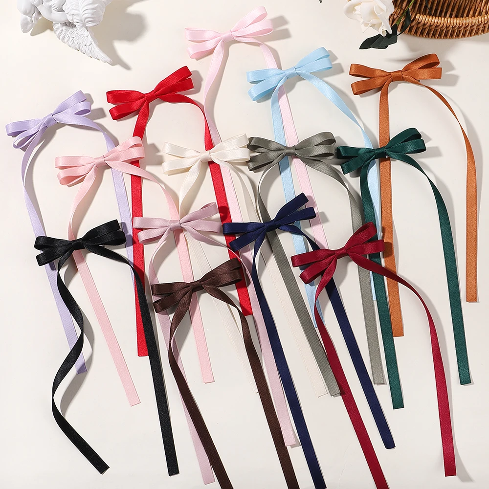 2pcs-2024-New-Cute-Ribbon-Bow-Headband-Long-Tassel-Hair-Clip-Women-s ...