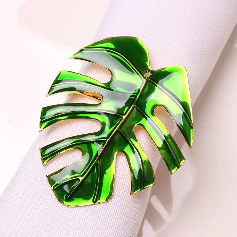 Napkin Rings Holders Green Monstera Deliciosa Leaf Buckle Novelties ...