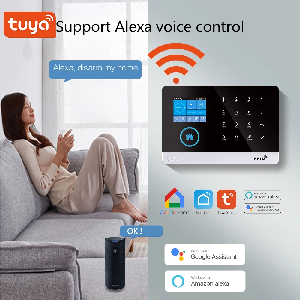 Tuya Smart WIFI GSM Home Security Alarm System Para Smart Life APP Com Detector De Sensor De ...