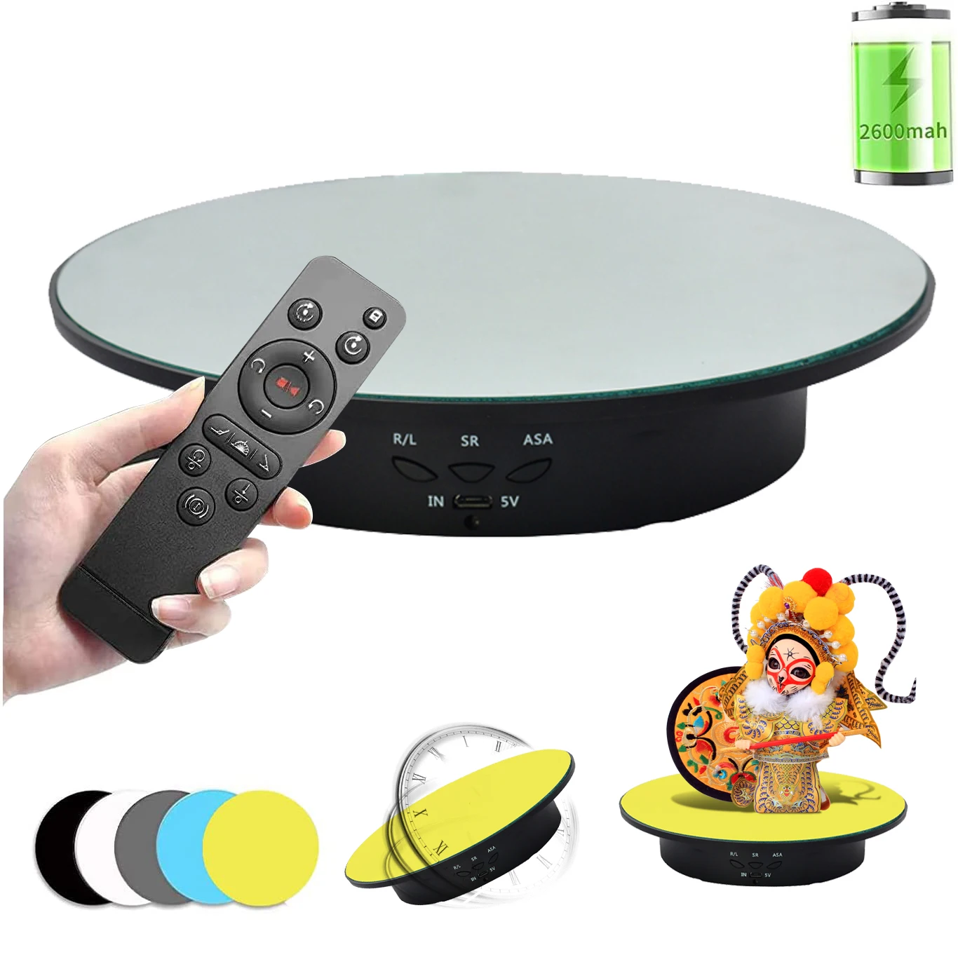 360 Degree Photography Turntable with Remote Control 5 PVC Backgrounds ...