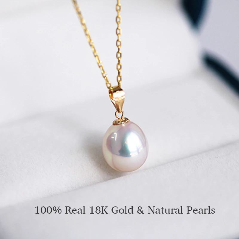 Yunli Real 18k Yellow Gold Necklace Pendant Water Drop Natural ...