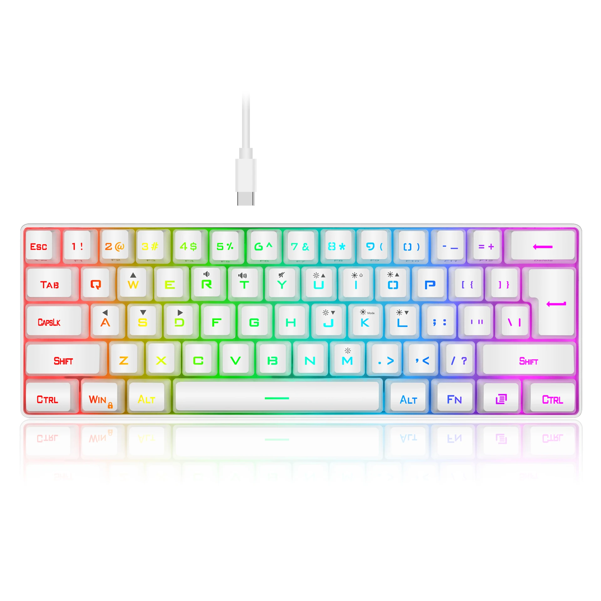 Redthunder 60% Gaming Keyboard, 61-key Multicolor Rgb Emitting Led ...