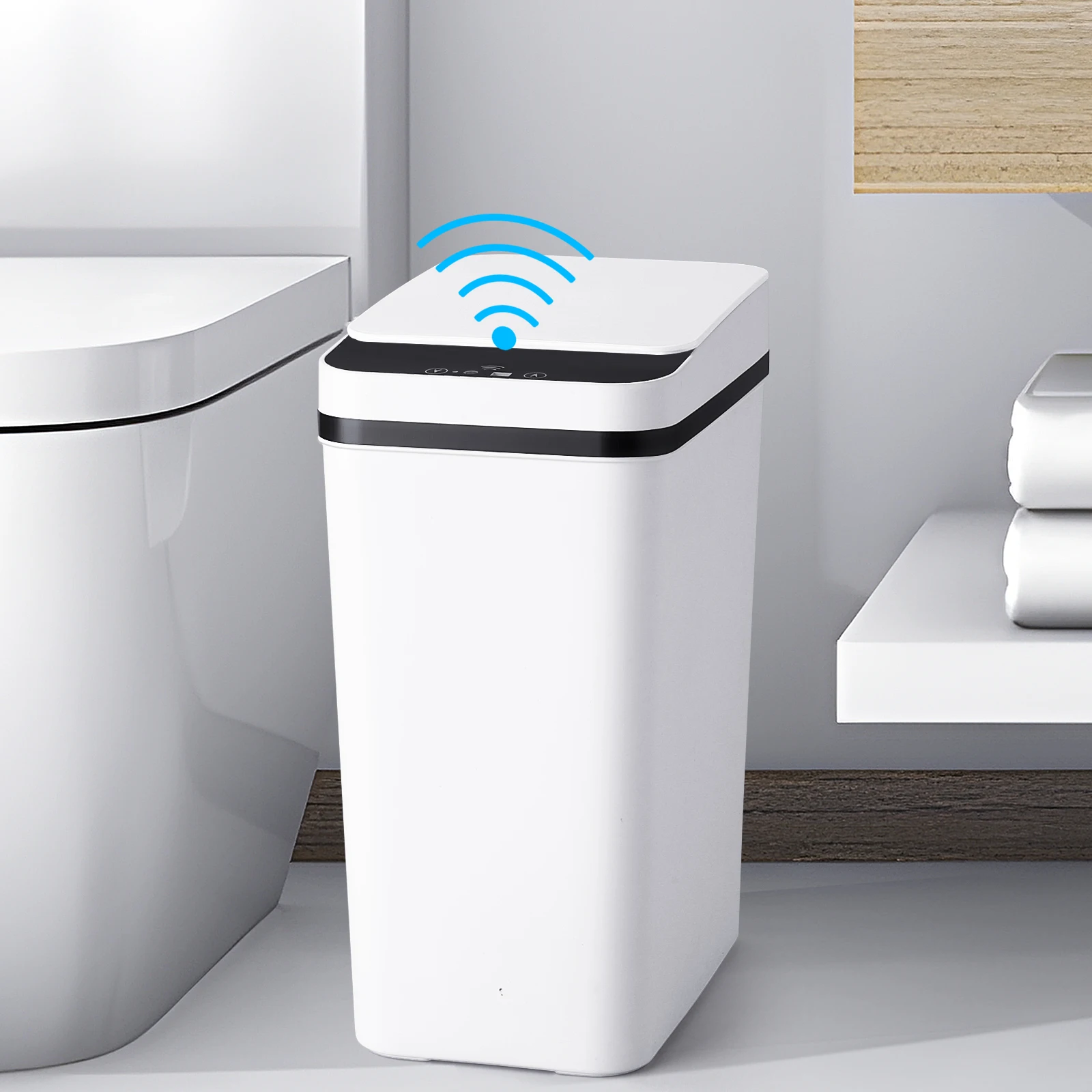 18L-White-Bathroom-Automatic-Trash-Can-Touchless-Smart-Motion-Sensor ...