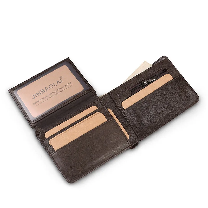 Man Wallets Canvas Genuine Leather Wallet Pocket Mini Business ID Cedit ...