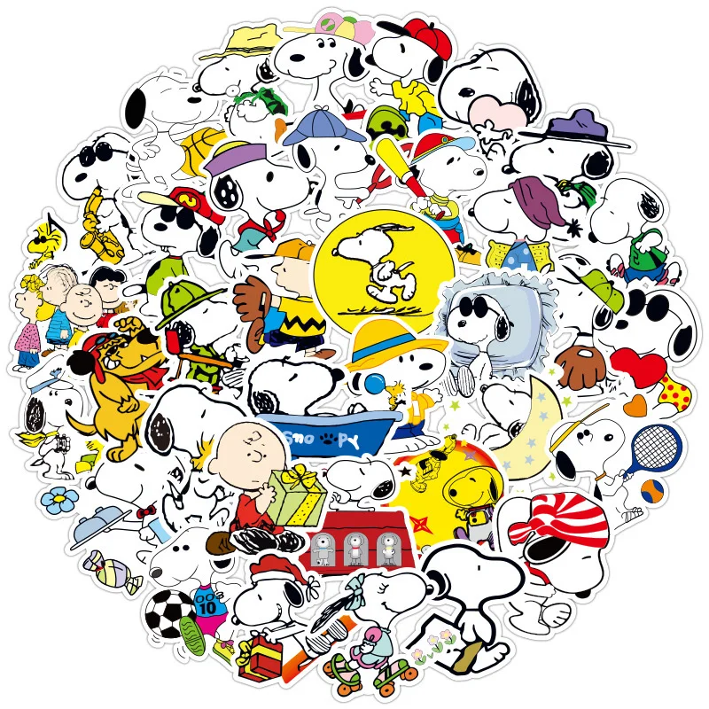 50pcs-Snoopy-Cartoon-Sticker-Animation-Luggage-Water-Cup-Skateboard-Car ...