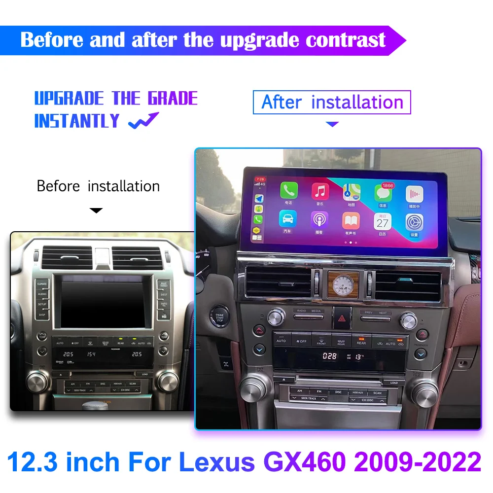 12-3-Android-11-Carplay-Radio-For-Lexus-GX460-2011-2020-Rear-View ...