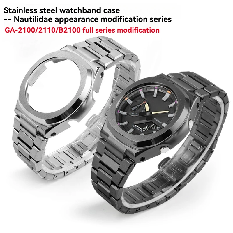 Mod Kit GA-2100 GA2110 GA-B2100 metal strap+case For Casio G-shock ...