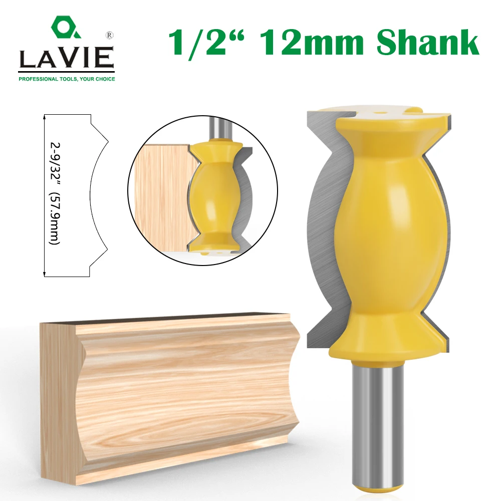 LA VIE 12mm 1/2" Shank Concave Radius Milling Cutters Crown Molding ...
