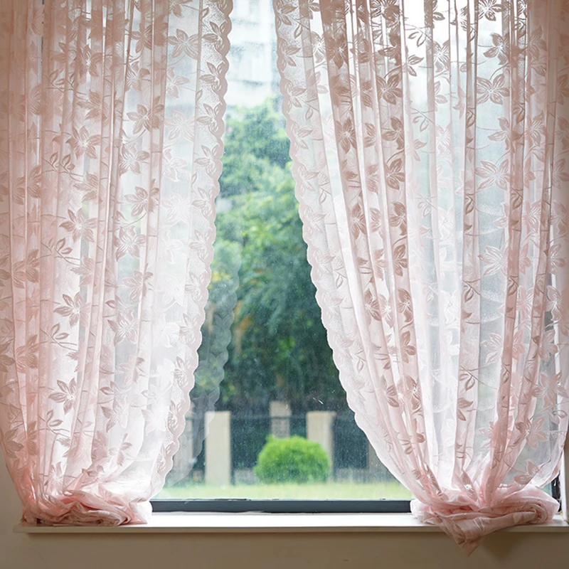 Light-Pink-Jacquard-Lace-Curtains-Width-270cm-Rod-Pocket-Wavy-Side ...