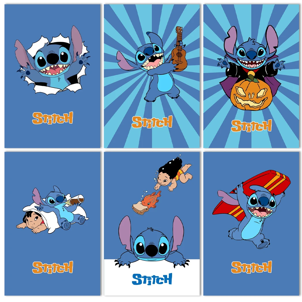 MINISO-Disney-Stitch-Wall-Art-Poster-Home-Decor-Anime-Cartoon-Canvas ...