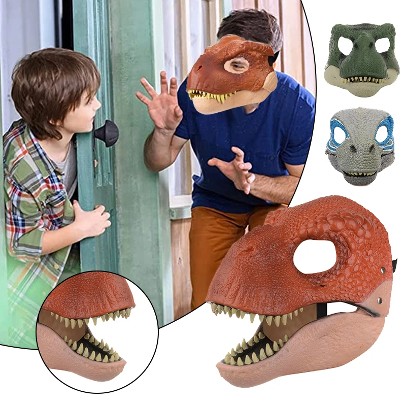 Dinosaur Mask Headgear Dino Festival 3D Raptor Dinosaur Scared Mask ...