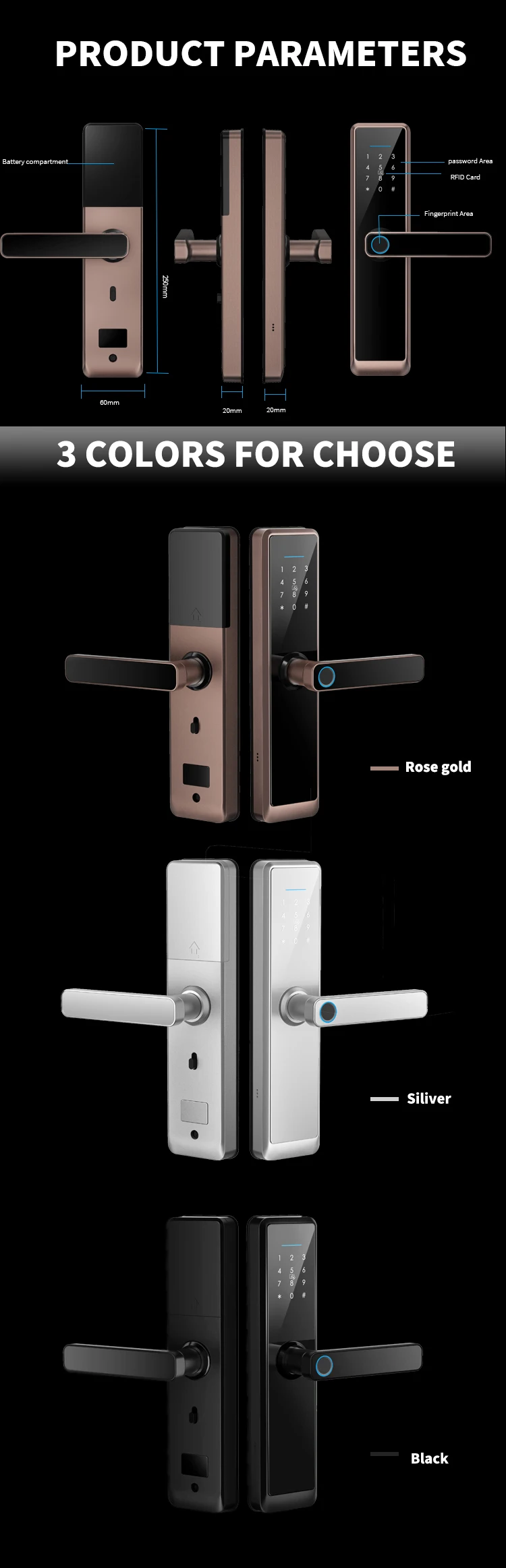 Serrure électronique biométrique Tuya,serrure de porte intelligente numérique,empreinte digitale ...