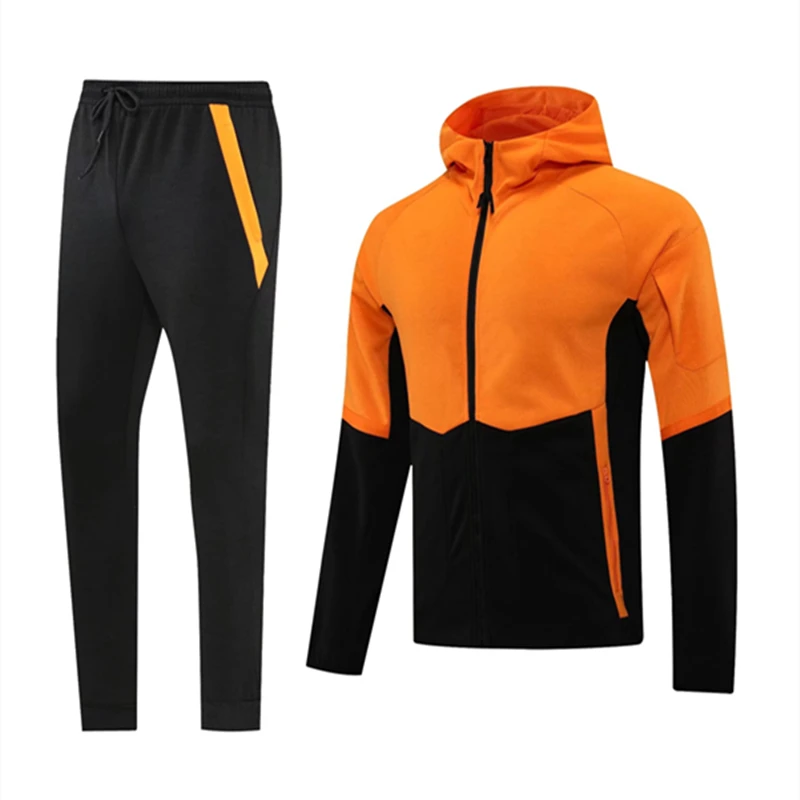 High Quality Soccer Tracksuits Men Football Training Suit Zipper Hooded ...