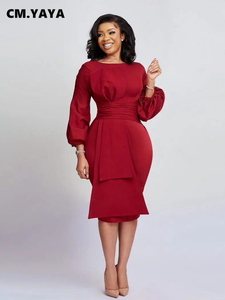 CM-YAYA-Fashion-Women-Long-Sleeve-Streamer-High-Waist-Bodycon-Midi-Party-Dress-2023-INS ...