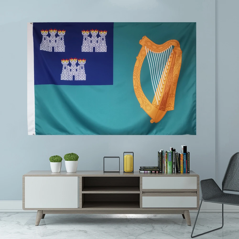 IRL Dublin Flag Ireland Graphic Custom Printed Hanging Banner ...