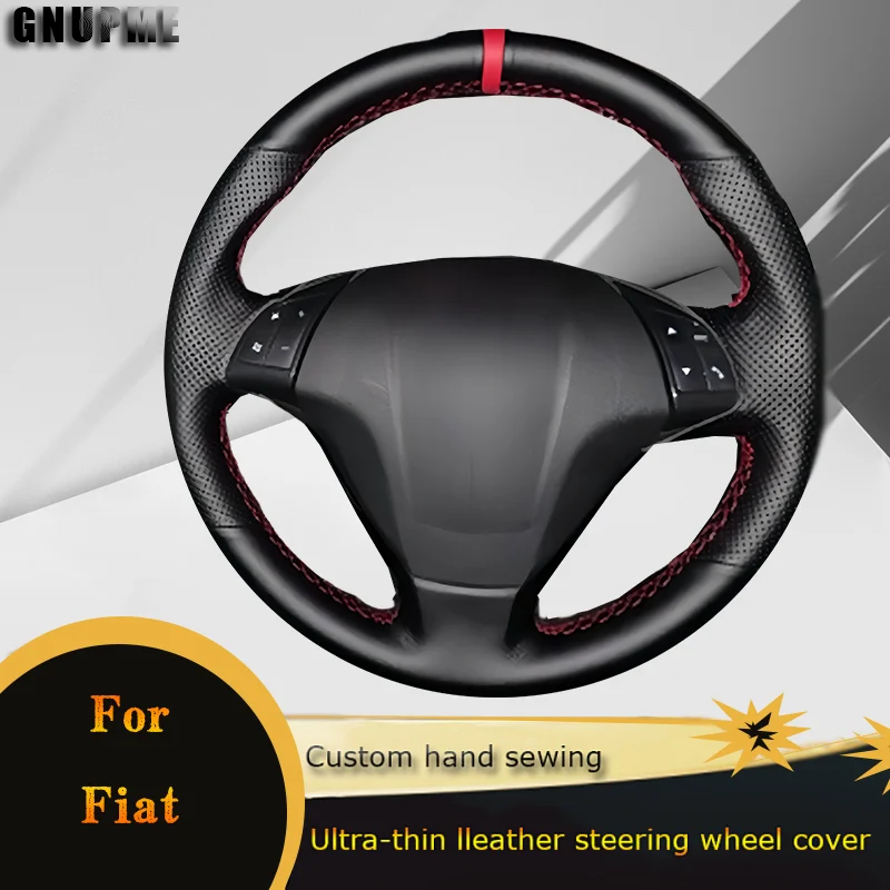 DIY Car Steering Wheel Cover Perforated Lerther For Fiat Punto Bravo ...