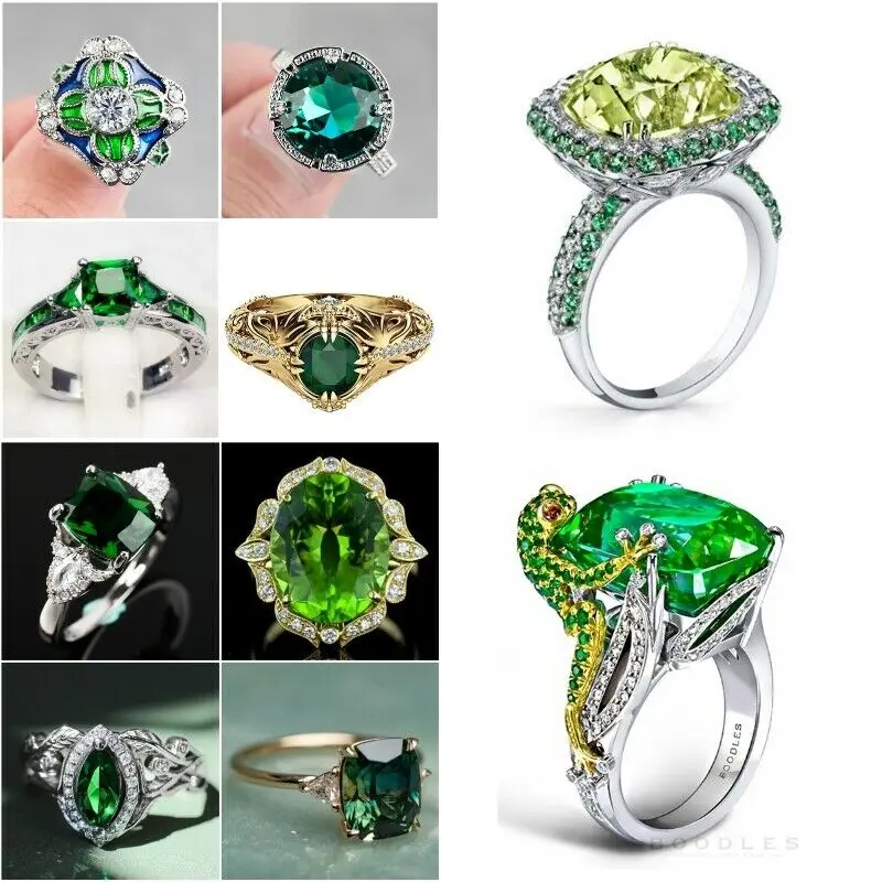 Large-Green-Stone-Ring-For-Women-Wedding-Gift-Luxury-Jewelry-Color ...
