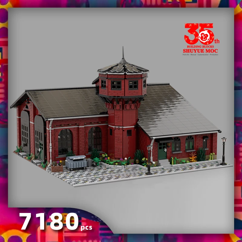 train station building blocks garage blocks locomotive bricks railway ...