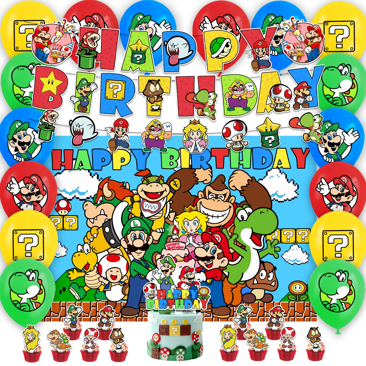The-Movie-Cartoon-Super-Mario-Theme-Birthday-Party-Decora-o-bal-es ...