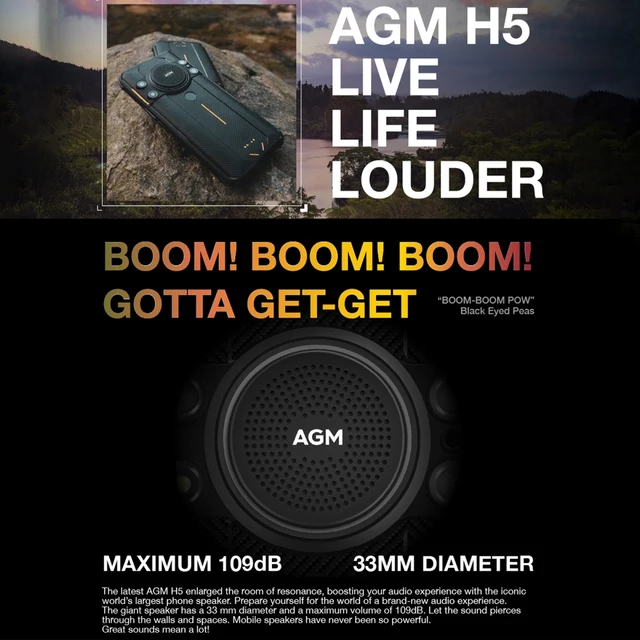 AGM H5 Rugged Smartphone 6.517" Celular Android 12 MTK6765 Octa Core 48MP Night Vision Camera ...