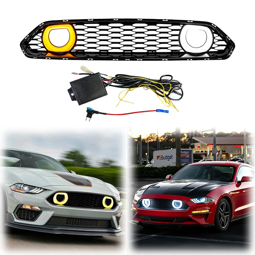 2018 To 2023 For Ford Mustang S550 LED Mach1 Style Racing Grills Front ...