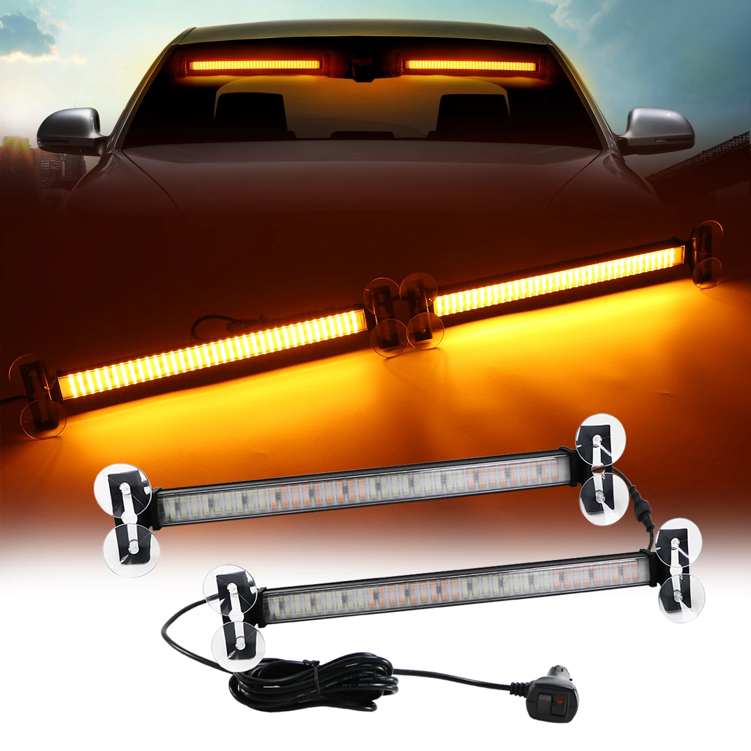 2 in 1 Police LED Strobe Light Car Auto Emergency Warning Lamp 144 Led ...