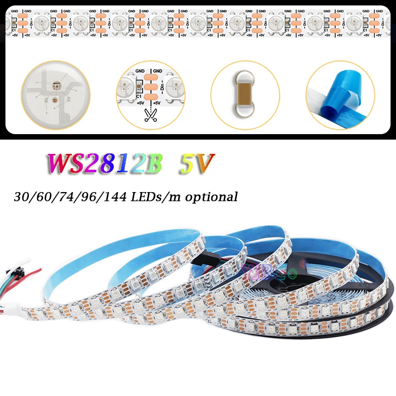 3528 Led Strip WS2812B 5V Individually Addressable RGB LED Strip | 30 ...