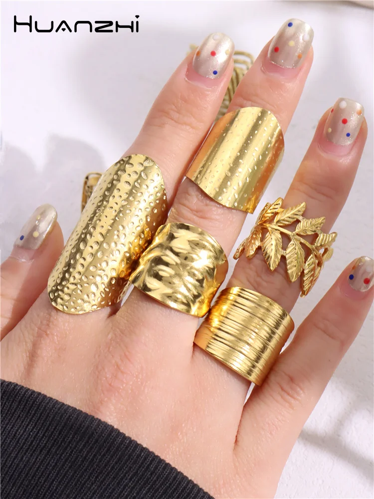 HUANZBottles-Bague-g-om-trique-irr-guli-re-en-acier-inoxydable-pour ...