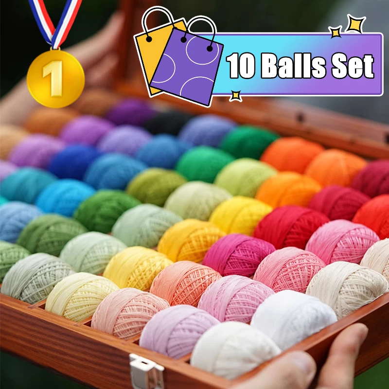 New-10-Balls-Set-Size-8-Pearl-Cotton-Crochet-Thread-Embroidery-Craft ...