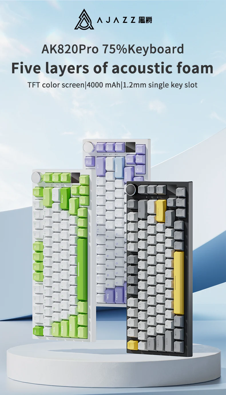 Ajazz-Ak820-AK820Pro-RGB-Backlit-Gaming-Mechanical-Keyboard-75-82-Key-Custom-Gasket-Keyboard-for ...