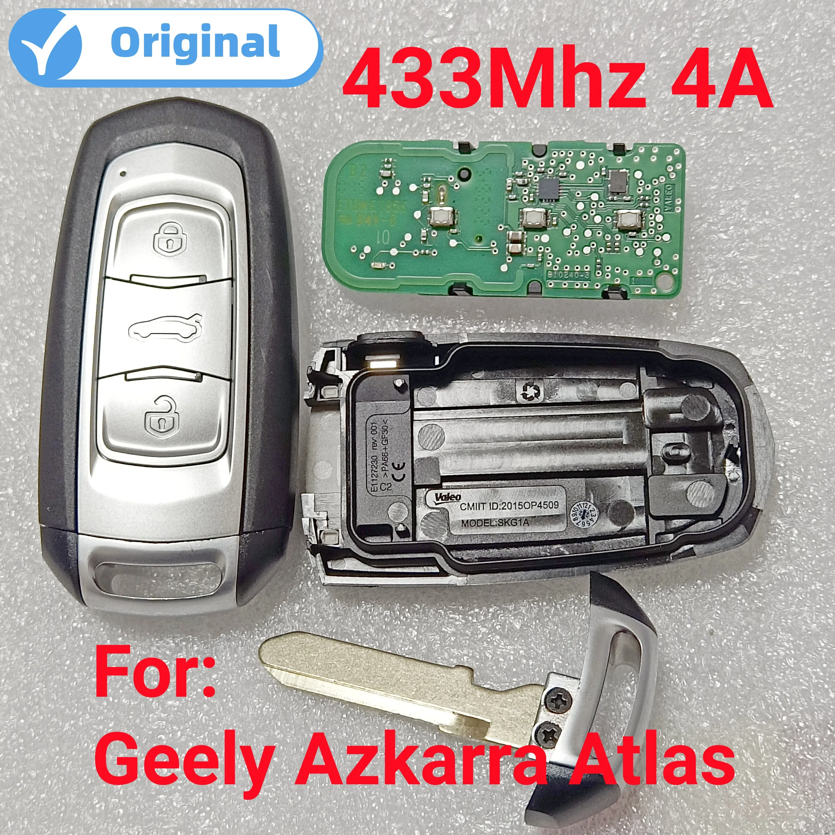 Original 3 Buttons Smart Key For Geely Azkarra Atlas 433Mhz ID4A Chip ...