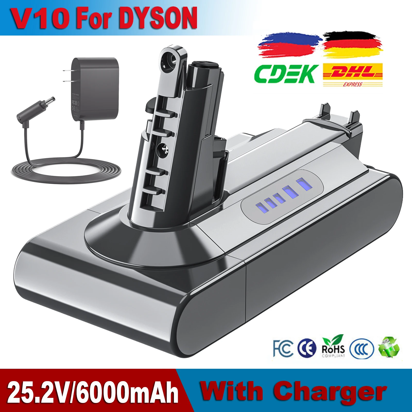 25.2V 6000mAh Battery For Dyson V10 Replacement Battery For Dyson ...