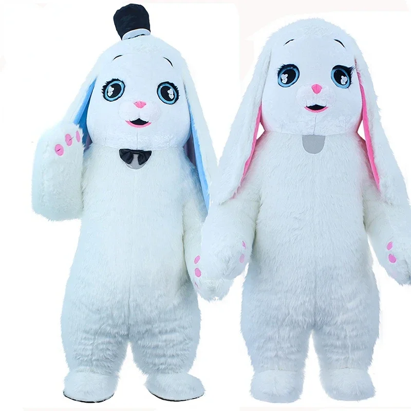 Aufblasbare-Ostern-Bunny-Kost-me-Maskottchen-Kaninchen-Rolle-Spielen ...