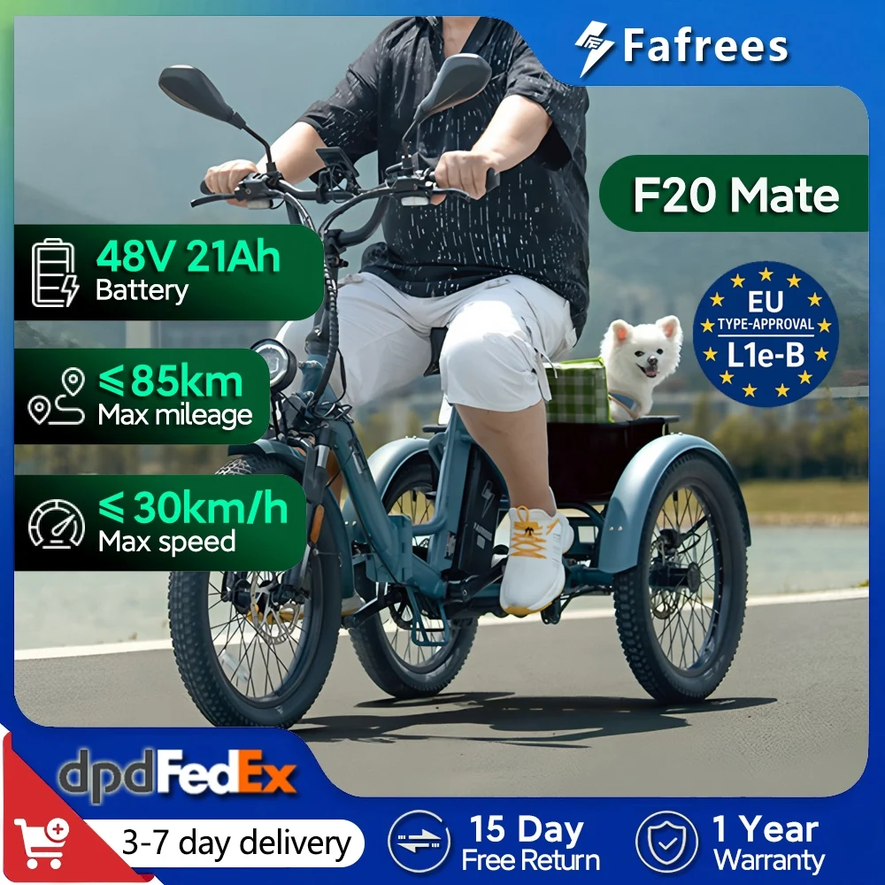 Fafrees F20 Mate Folding Electric Tricycle for Adults 500W Cargo E ...
