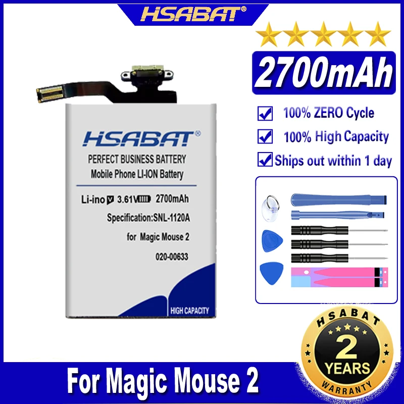 HSABAT 020-00634 020-00633 2700mAh Battery for Apple Magic Mouse 2 ...