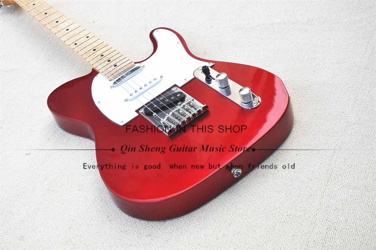 6-String-Electric-Guitar-Tel-Guitar-Metal-Red-Guitar-Chrome-Bridge ...