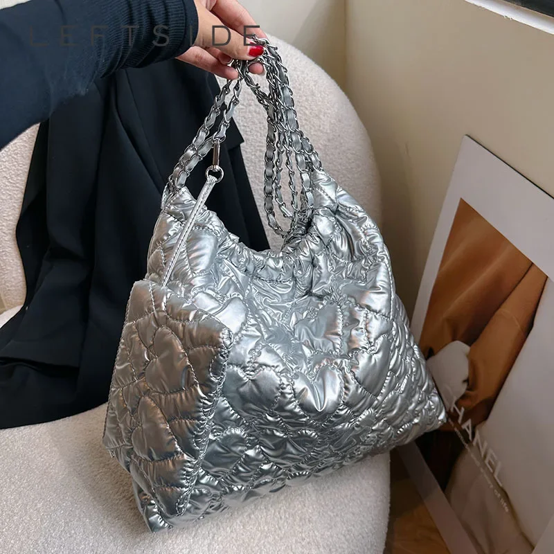 LEFTSIDE-Big-Silver-Shoulder-Bag-for-Women-2023-Korean-Fashion-Y2K ...