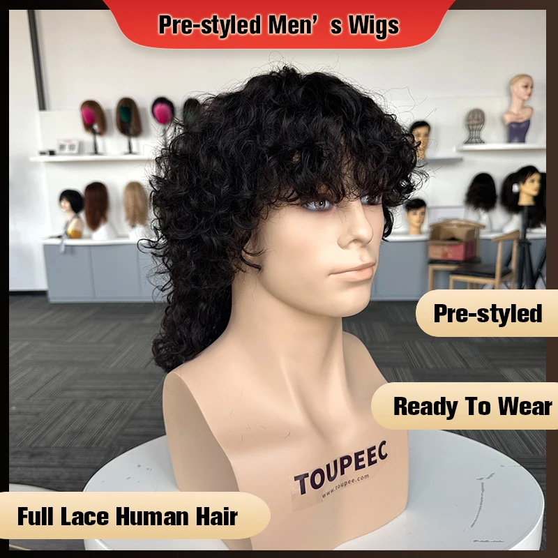 Men's Wigs Pre Styled Full Lace Wig For Men Human Hair Men's Fashion ...